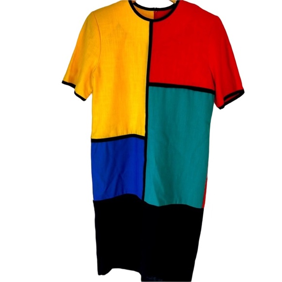 Dresses | Vintage Retro 8s90s Colorblock Midi Dress 8 | Poshmark
